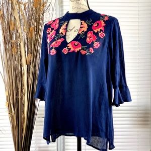 Blue Rain | Tops | Blue Rain Embroidered Top | Poshmark
